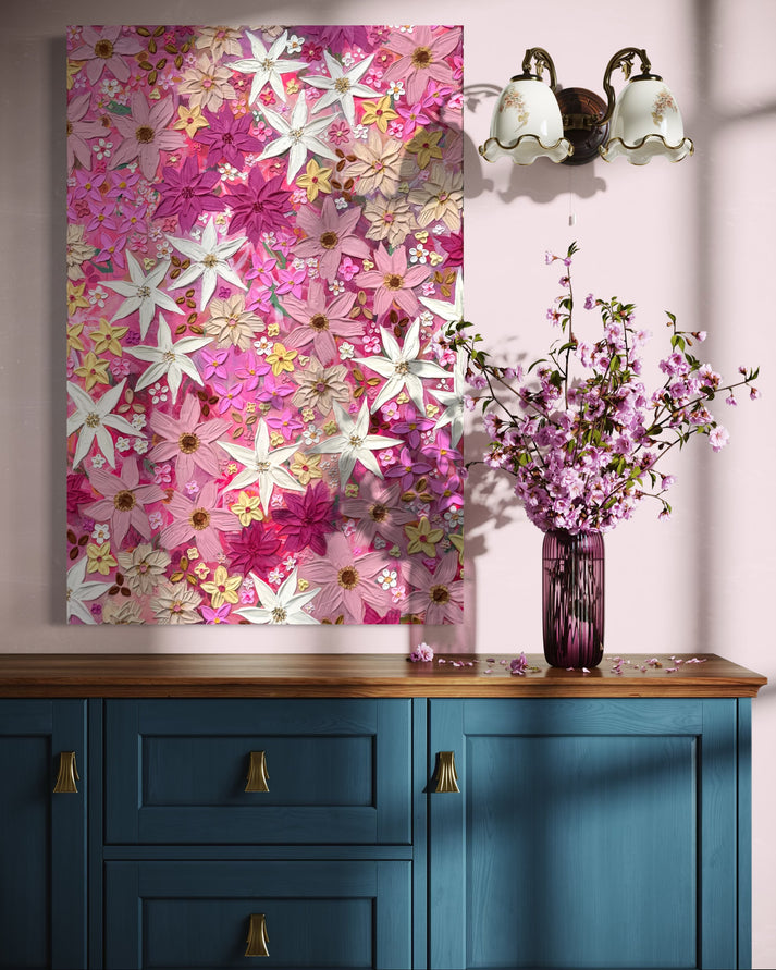 ‘Pinky promise’ - Textured floral art on canvas – Isla Dream Prints